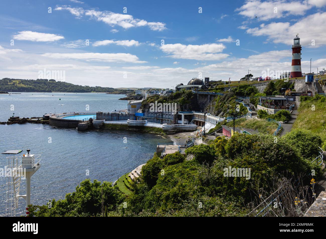 Coastal view out to Plymouth Sound from Plymouth Hoe in Devon, England ...