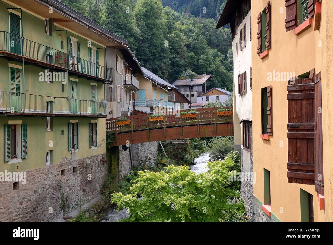The village Beaufort, Beaufortain, Savoie, France, with colorful ...