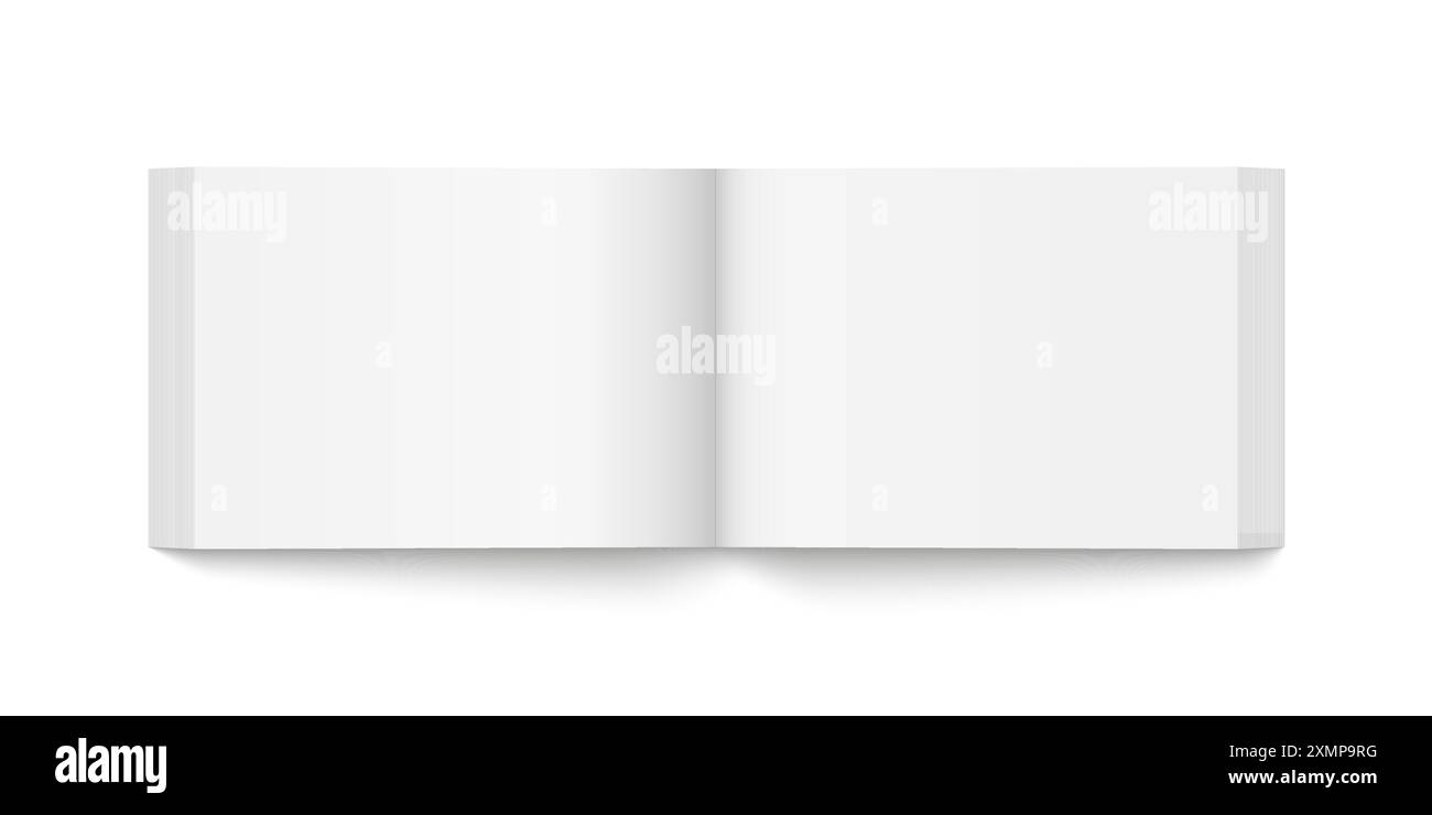 Vector mockup of paperback horizontal book spread with white cover ...