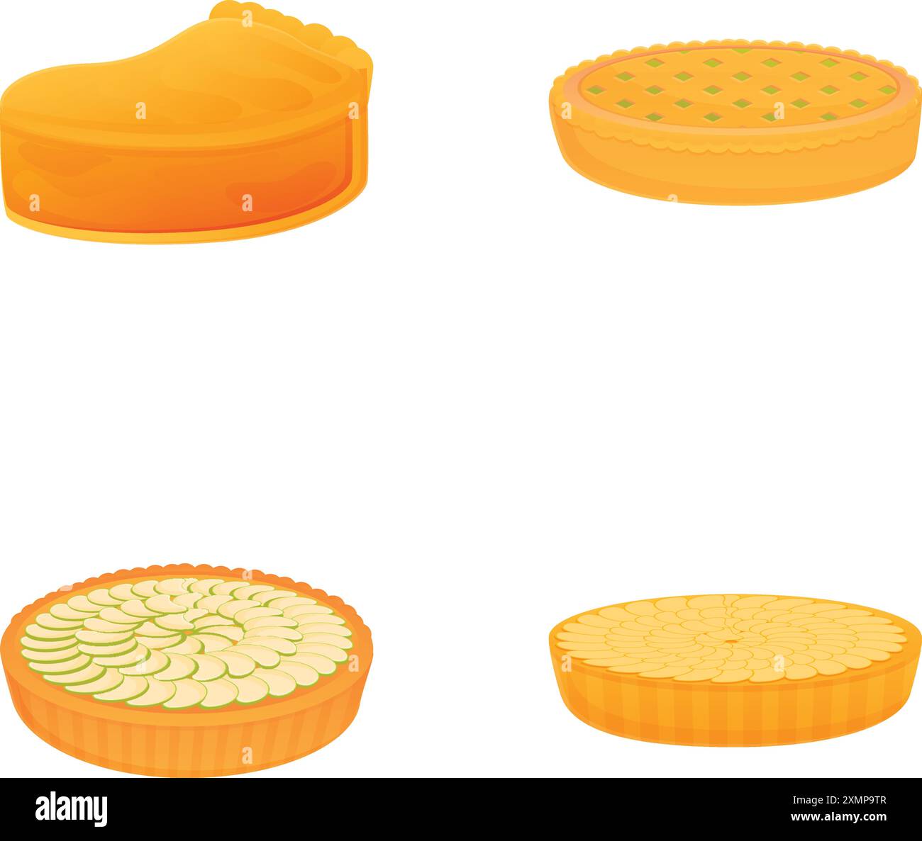 Homemade pie icons set cartoon vector. Fresh delicious pie whole and ...