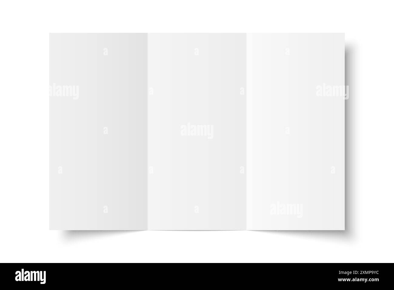 Vector white blank vertical three panel roll fold opened on white ...