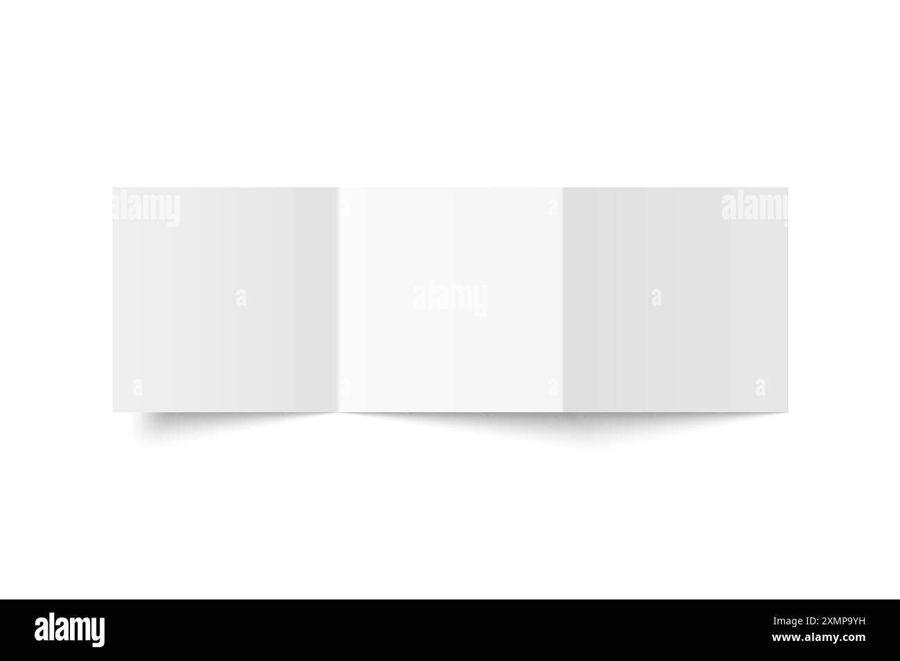 Vector white blank square three panel accordion fold opened on white ...