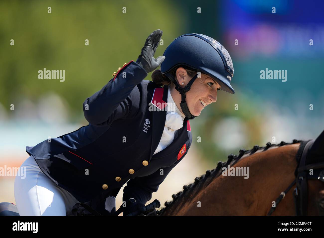 Britain's Laura Collett, riding London 52, celebrates after winning the ...