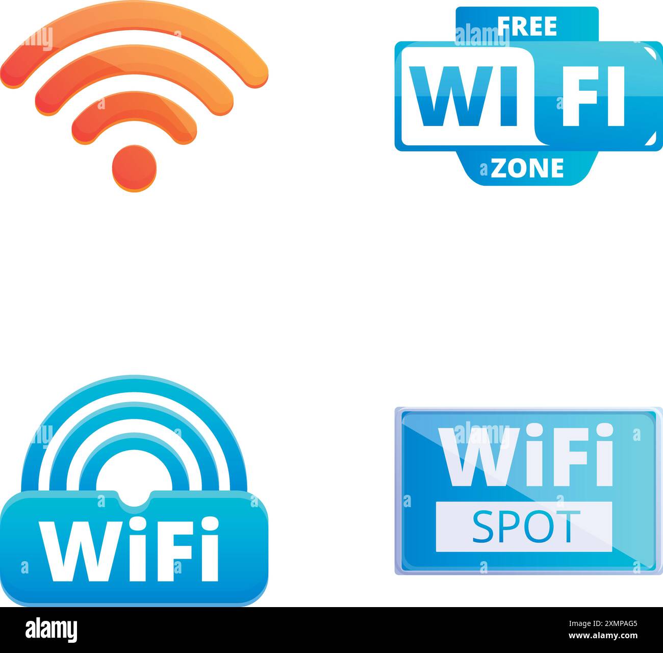 Wifi zone icons set cartoon vector. Wireless and free wi fi hotspot. Internet technology Stock ...
