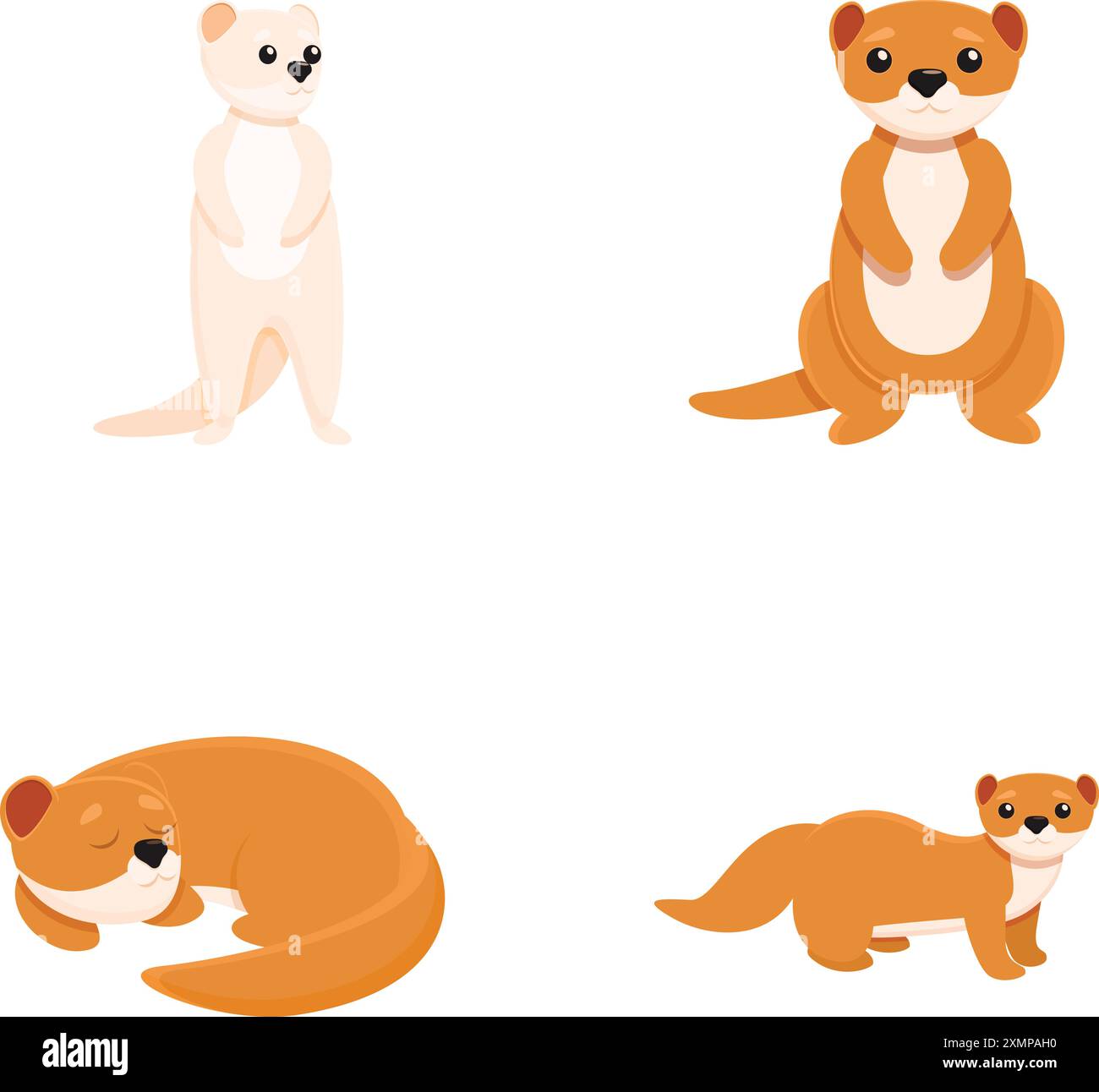 Mink animal icons set cartoon vector. Cute funny cartoon mink. Cartoon ...