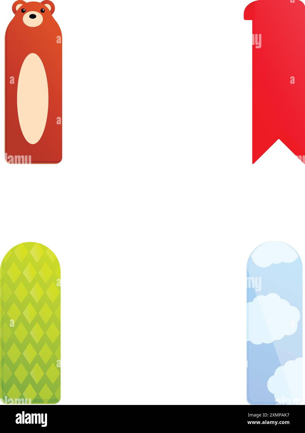 Various bookmark icons set cartoon vector. Colorful decorative paper ...