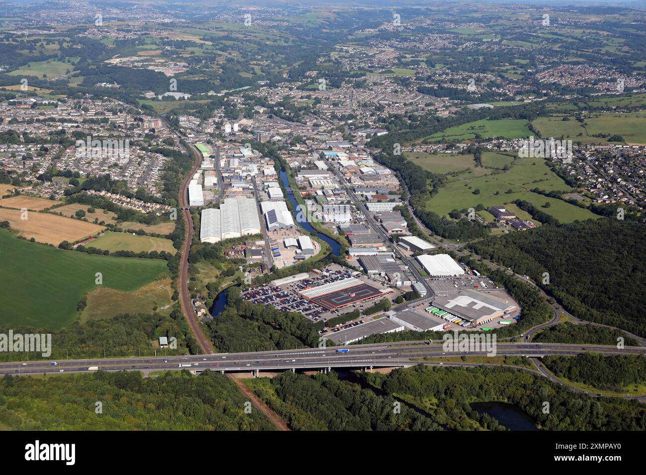 aerial view of Brighouse, West Yorkshire Stock Photo - Alamy