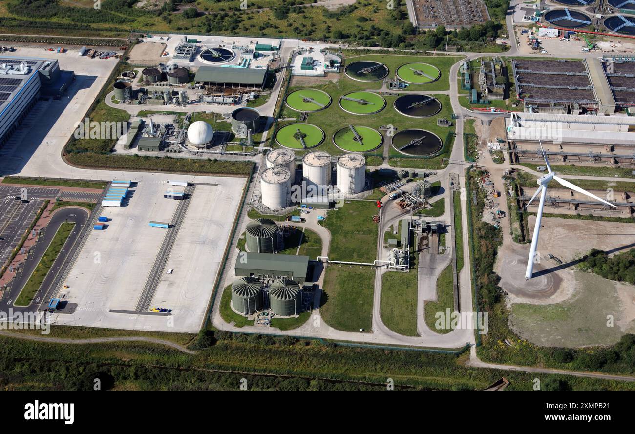 aerial view of Knostrop Waste water and sewage treatment company works ...