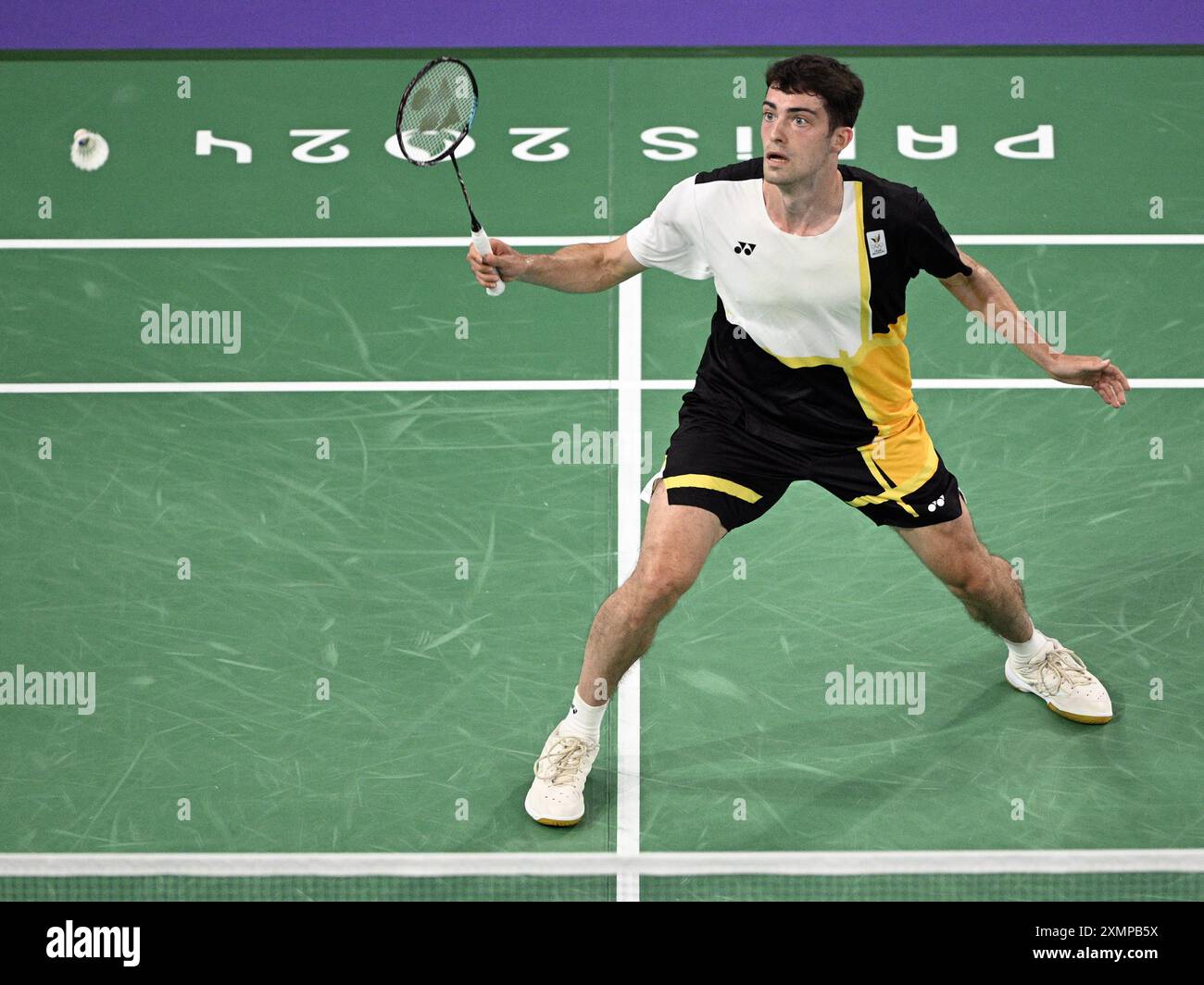 Paris, France. 29th July, 2024. Belgian badminton player Julien ...