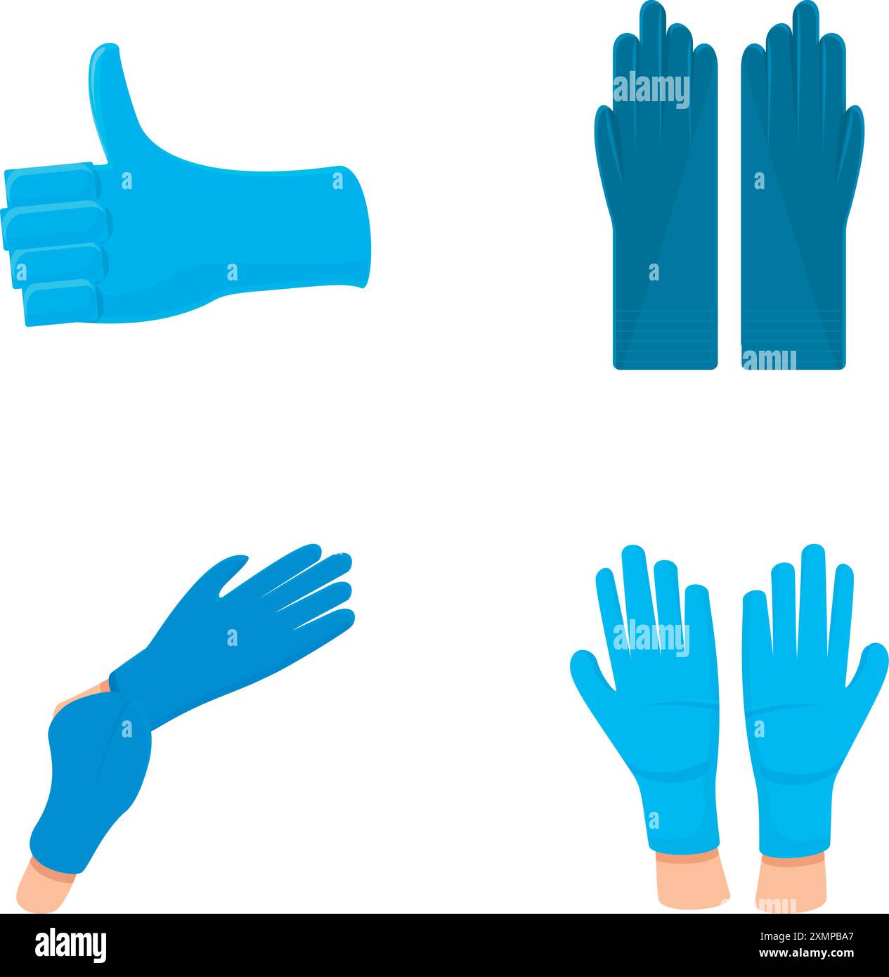 Rubber glove icons set cartoon vector. Various protective rubber glove ...