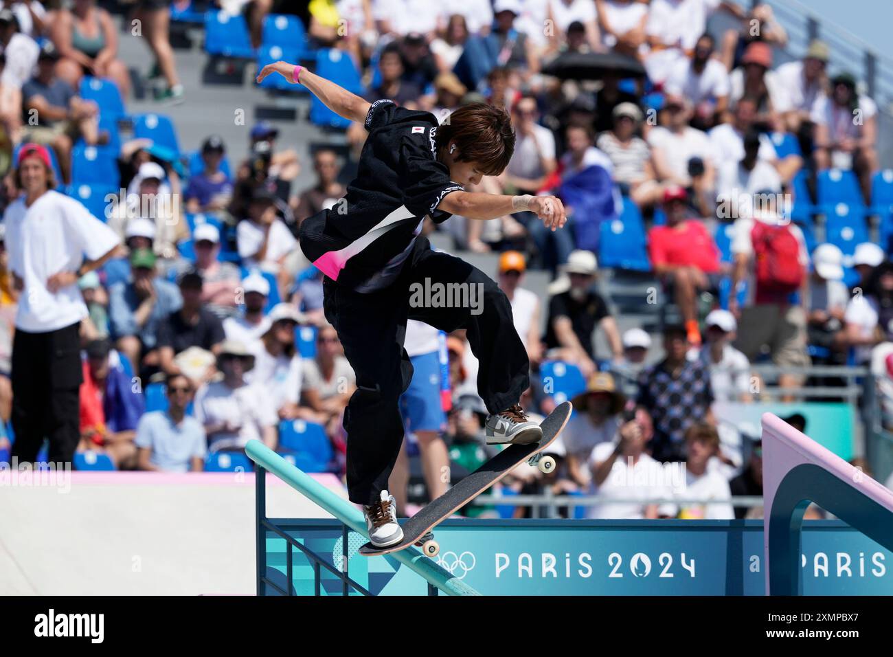 Yuto Horigome, of Japan, competes in the men's skateboard street ...