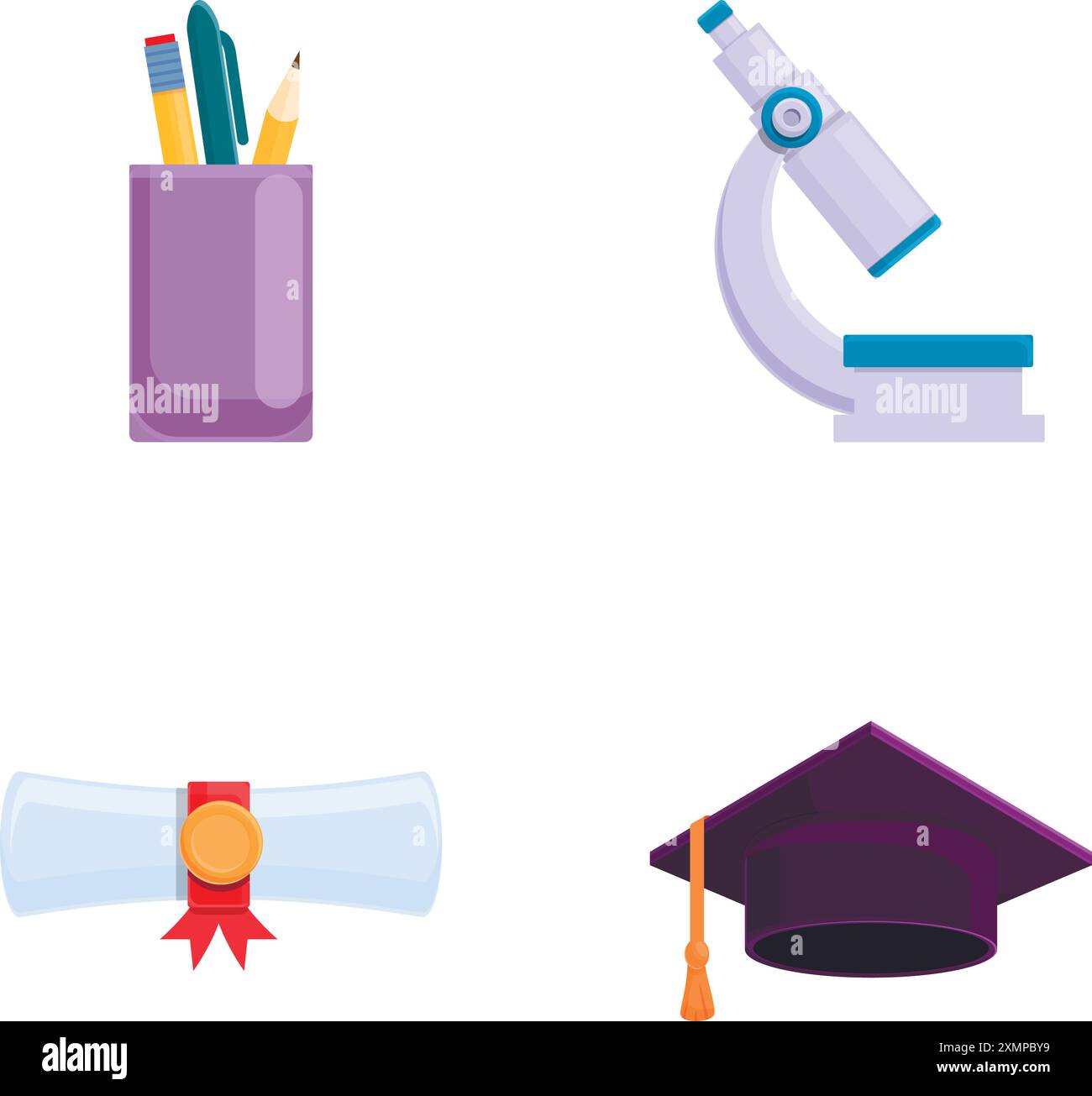 Graduation concept icons set cartoon vector. Graduate cap, diploma and ...