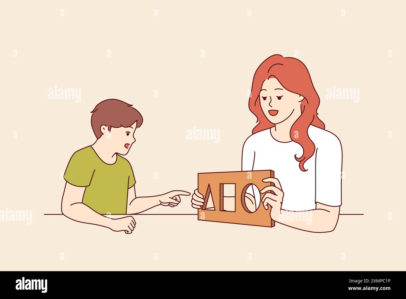 Woman child psychologist tests preschool boy, checking child ...