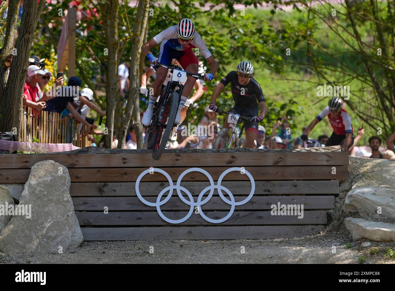 Jordan Sarrou, of France, competes in the men's mountain bike race, at ...