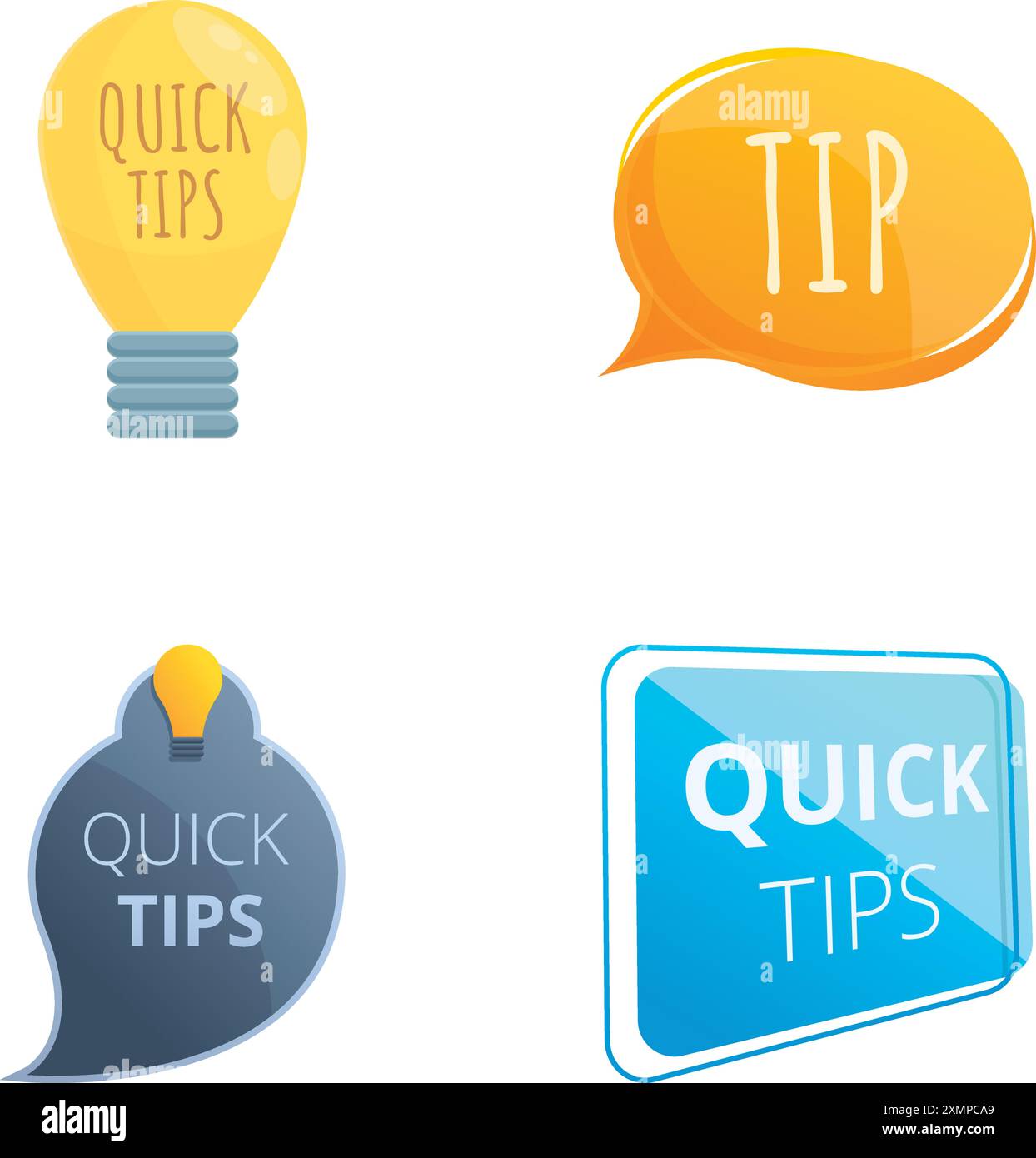 Best tips icons set cartoon vector quick tips badge hi-res stock ...