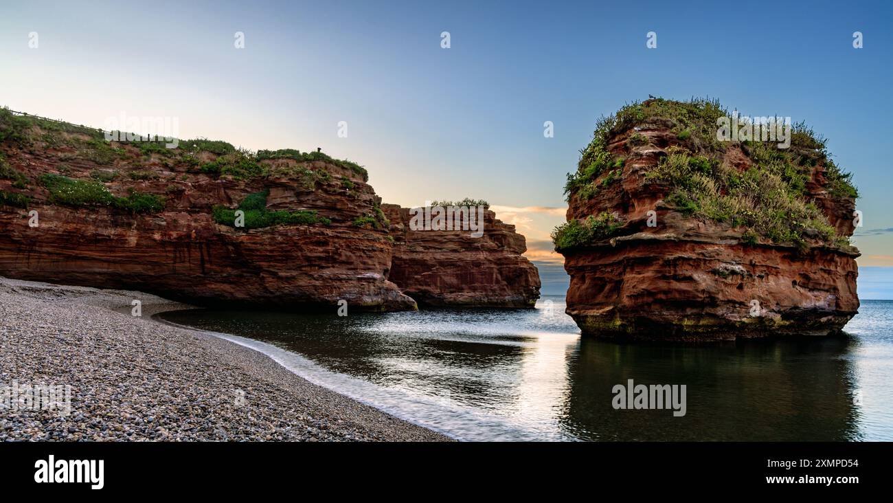 A sandstone sea stack at Ladram Bay near Sidmouth in South East Devon ...