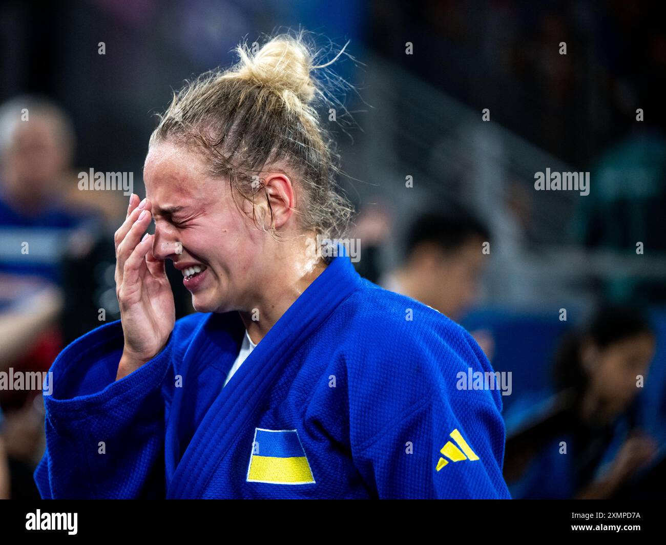 BILODID Daria (Ukraine, blau) ist enttaeuscht ueber die Niederlage und ...