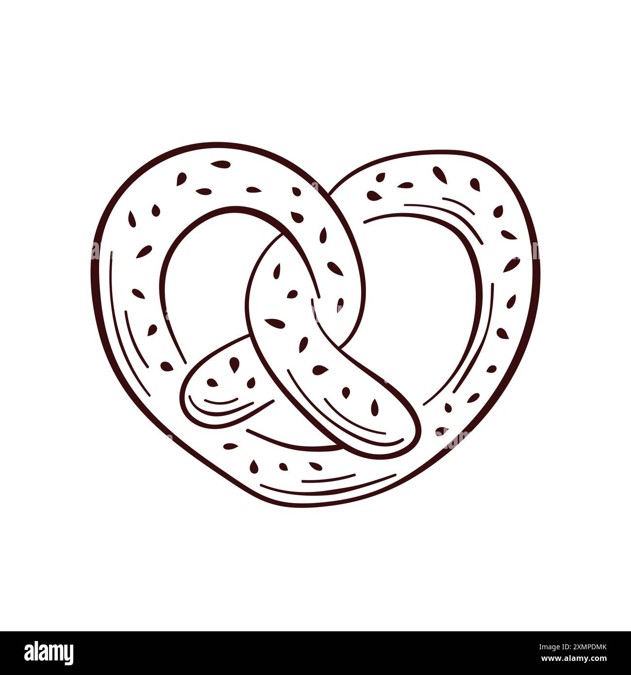 Pretzel icon in line art style. A bakery design product in the shape of ...