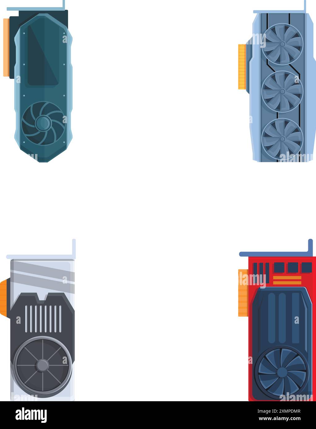 Computer part icons set cartoon vector. Computer graphic card with ...