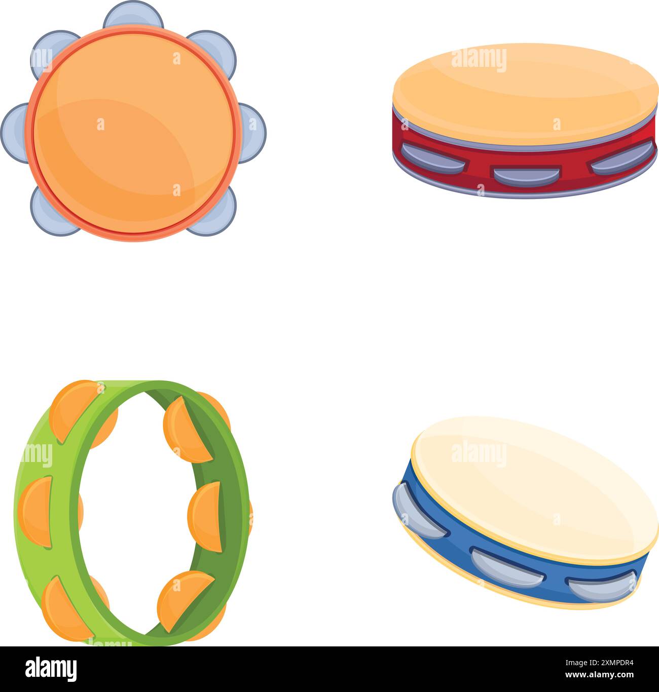 Ethnic tambourine icons set cartoon vector. Tambourine of various style ...