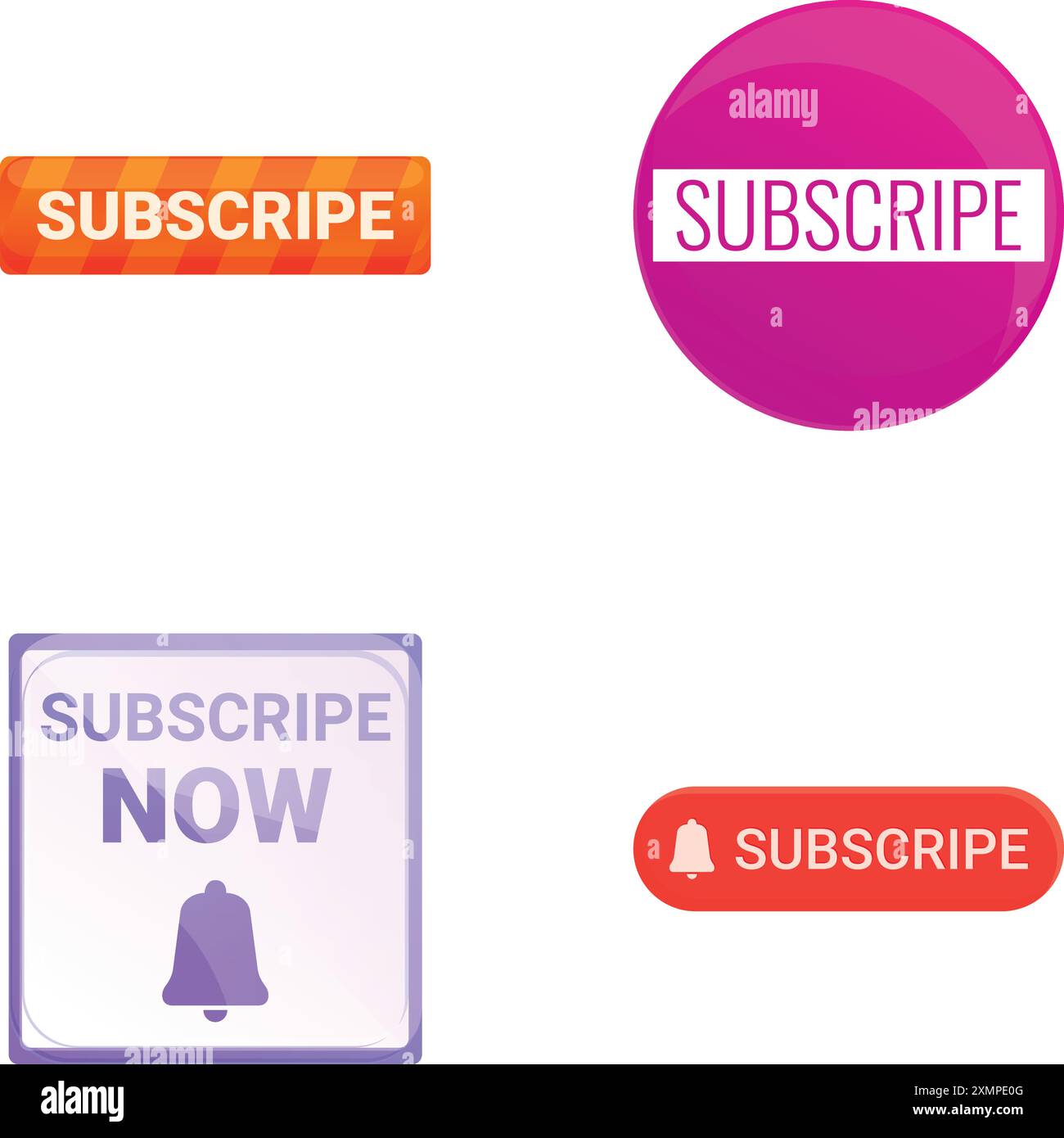 Subscribe symbol icons set cartoon vector. Various subscribe button ...