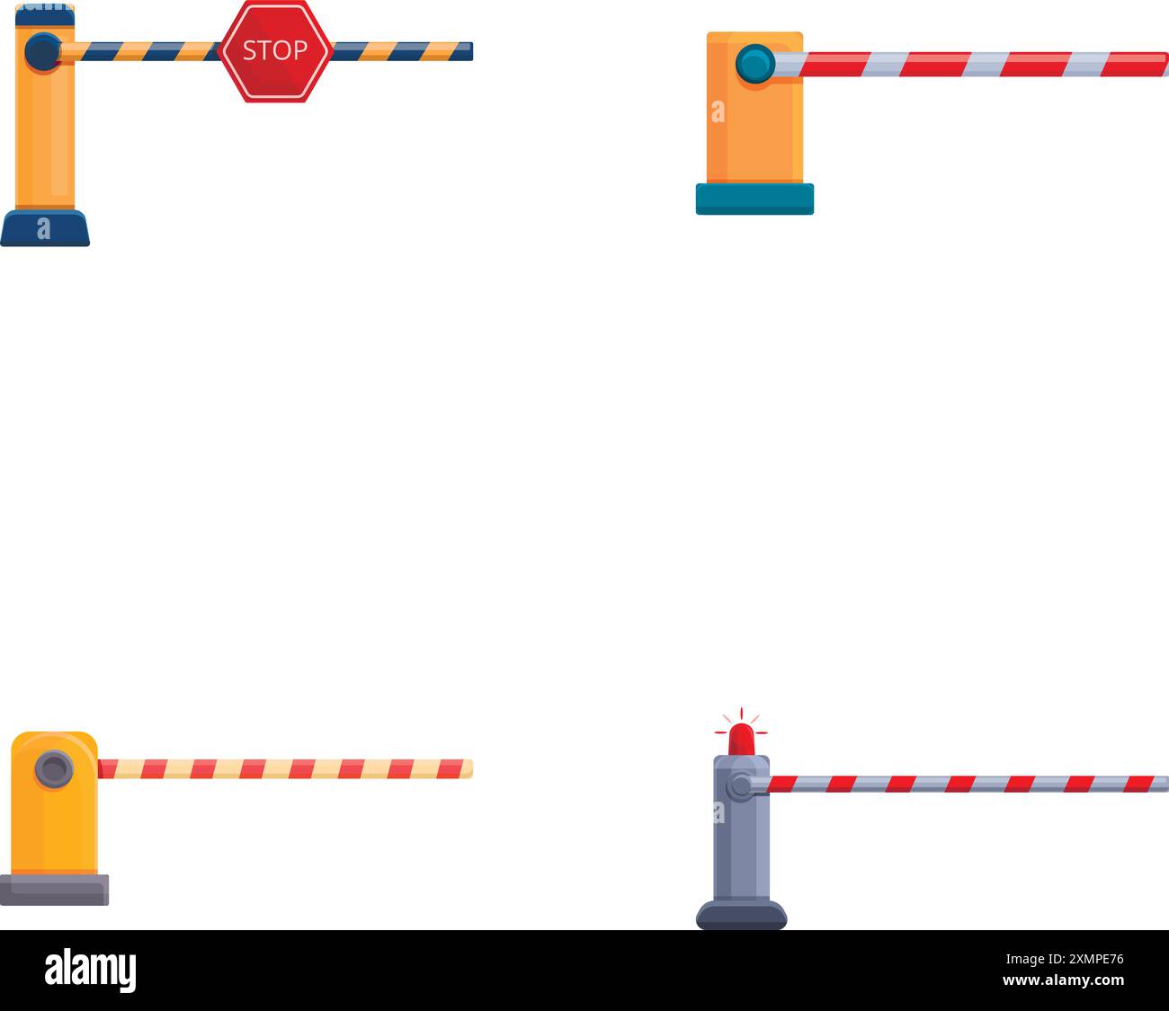 Railway crossing icons set cartoon vector. Open and closed railroad ...