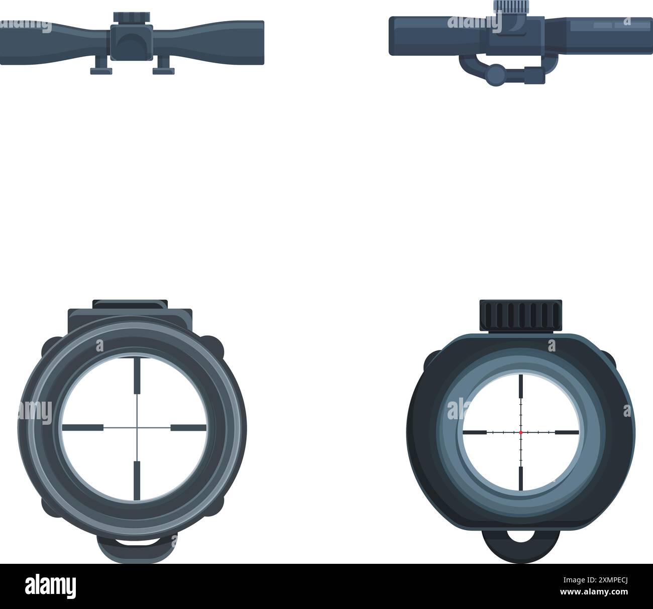 Sniper scope icons set cartoon vector. Various sniper optical sight ...