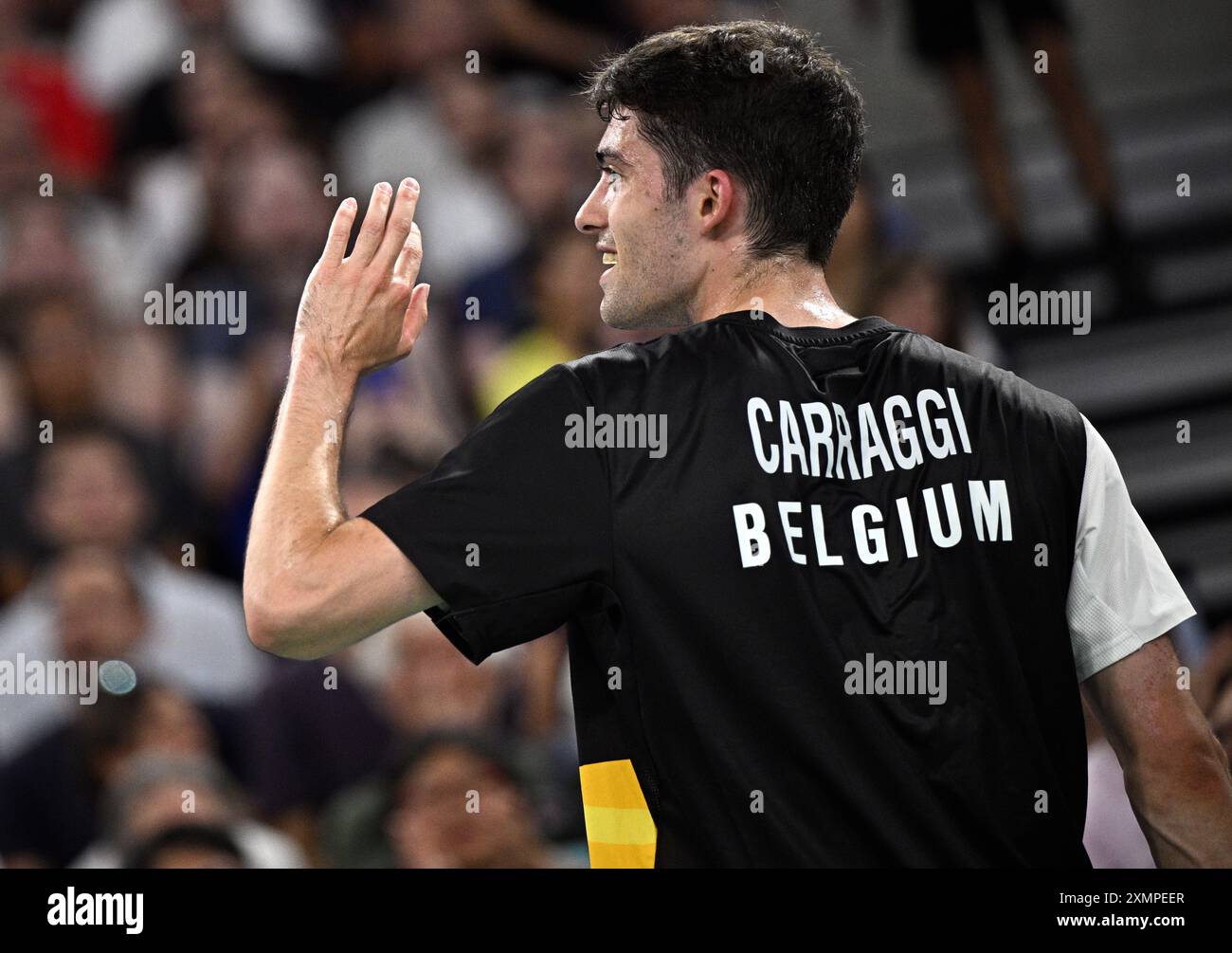 Paris, France. 29th July, 2024. Belgian badminton player Julien ...