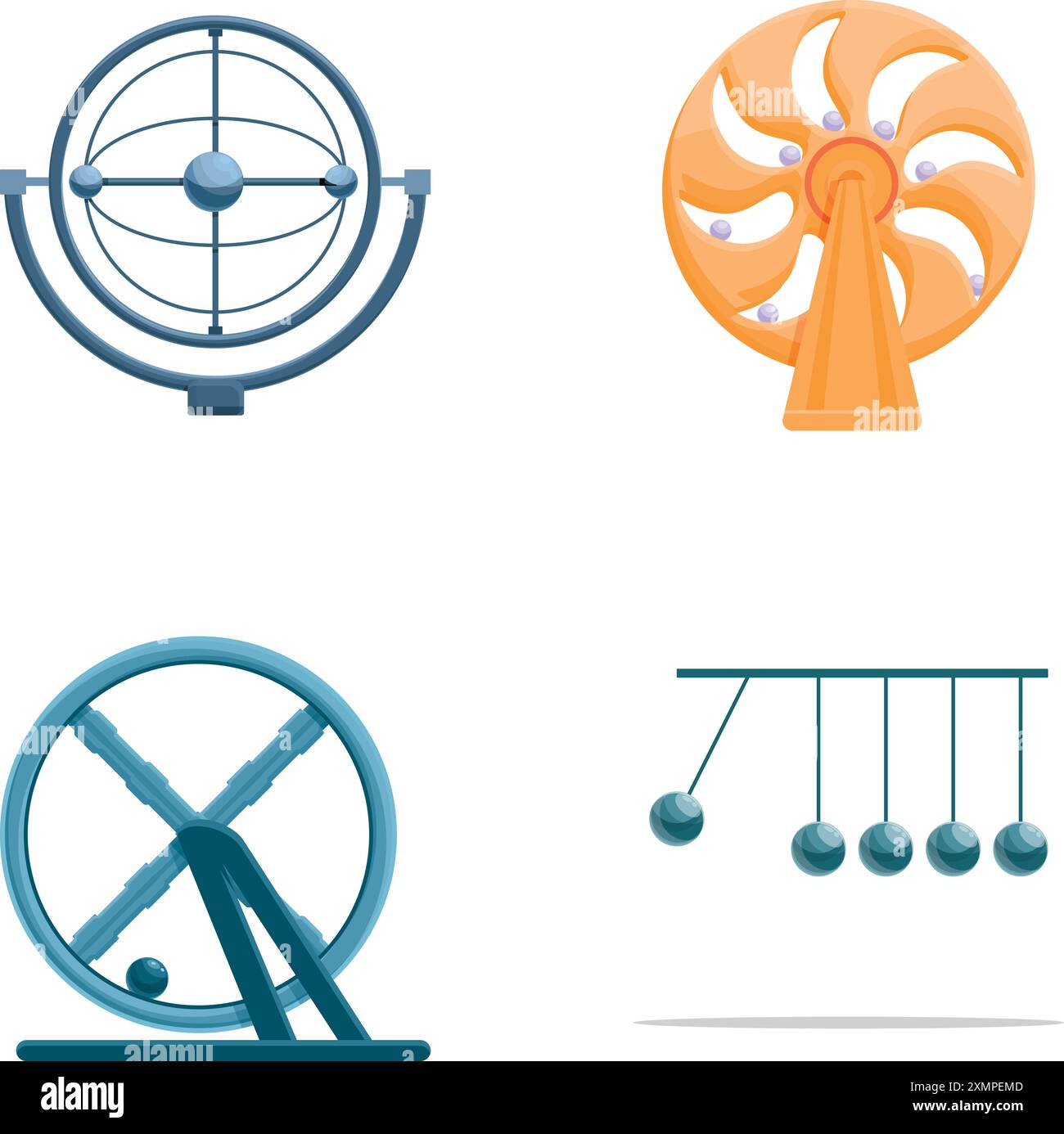 Mechanical Energy Clipart Perpetual Energy Icons Set Cartoon Vector.