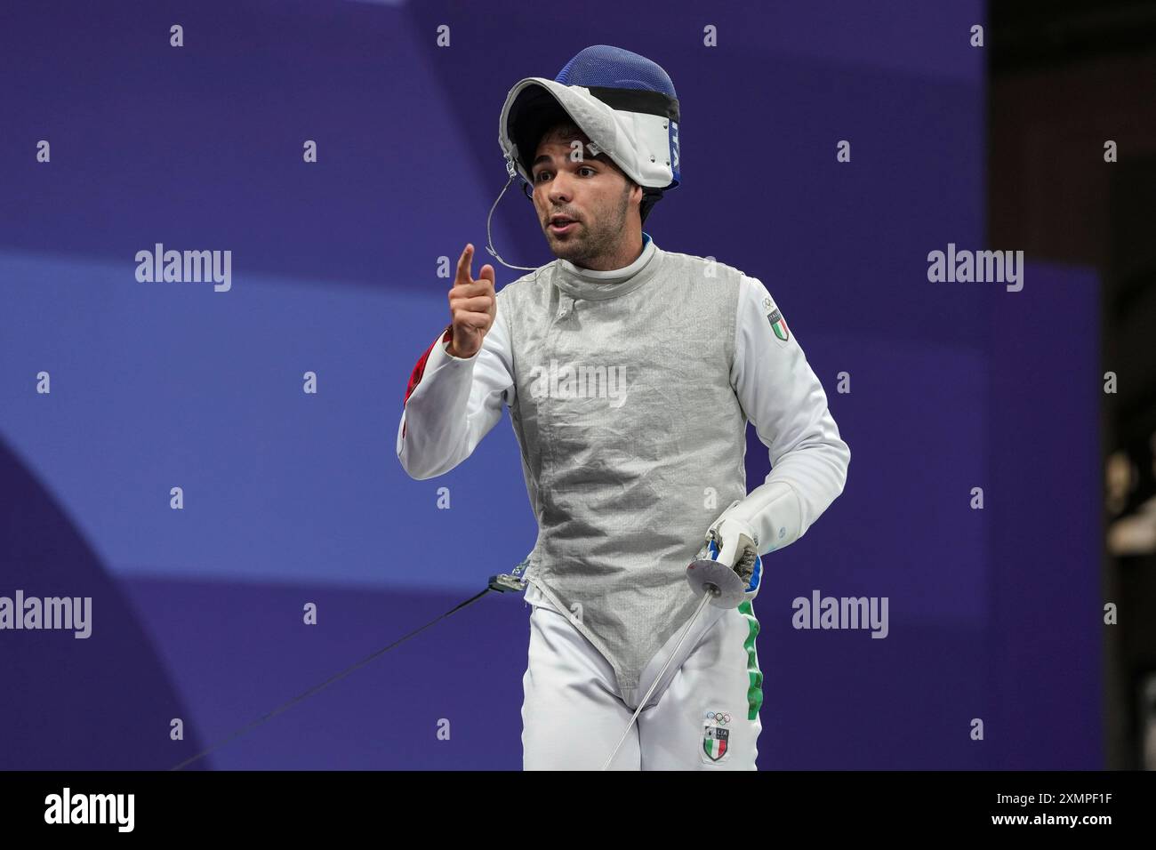 Filippo Macchi of Italy competes against Xu Jie of Republic of China in ...