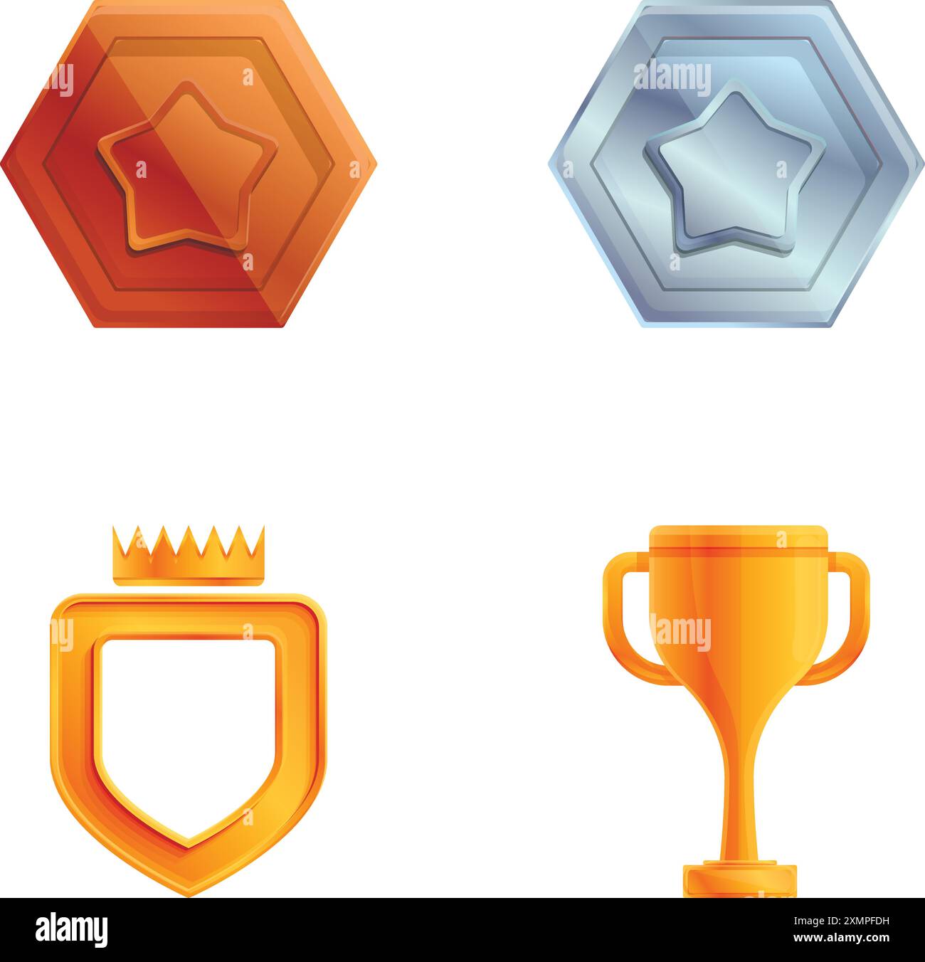 Champion award icons set cartoon vector. Various trophy and award for ...
