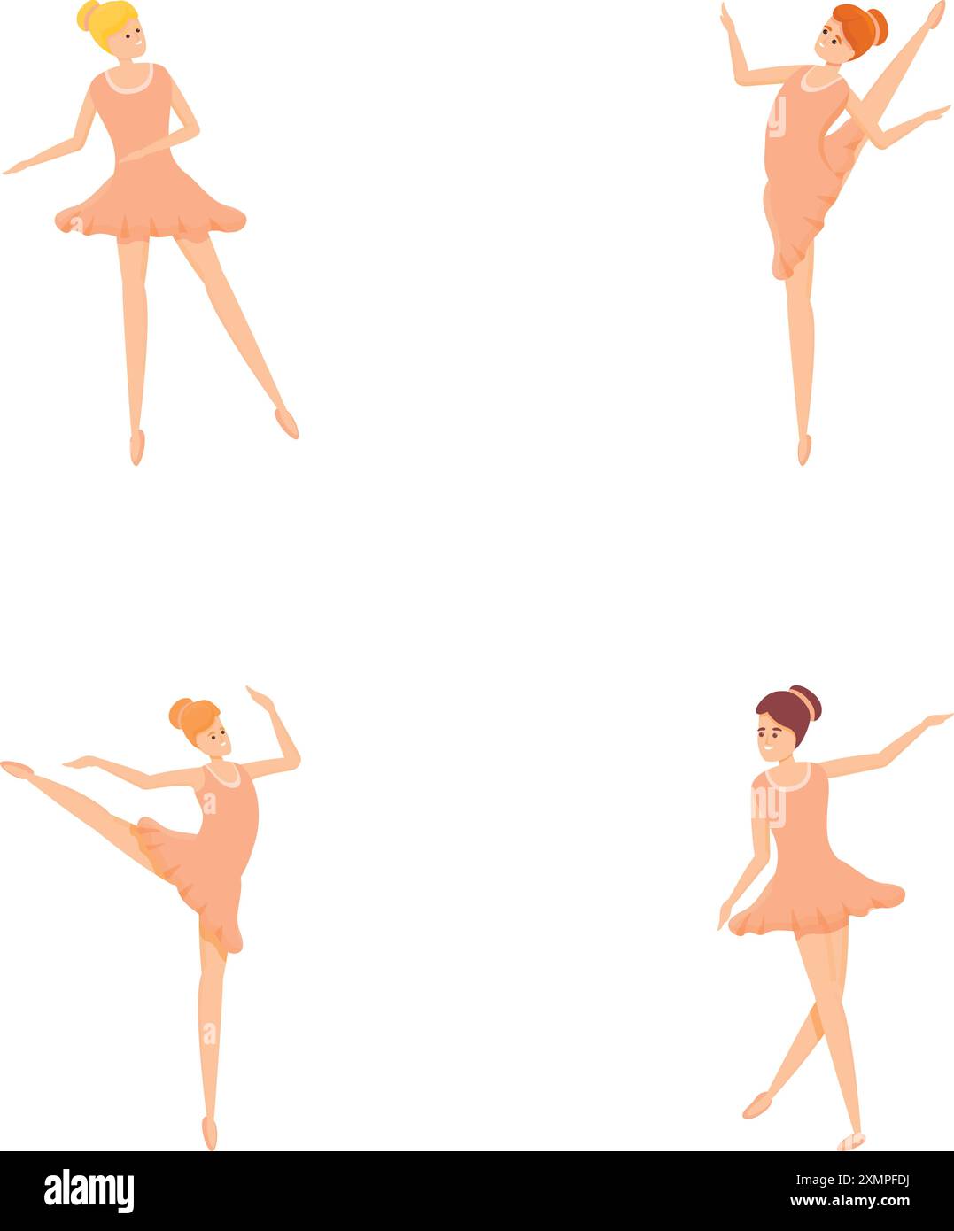 Ballet dancer icons set cartoon vector. Ballerina dancer in beautiful ...