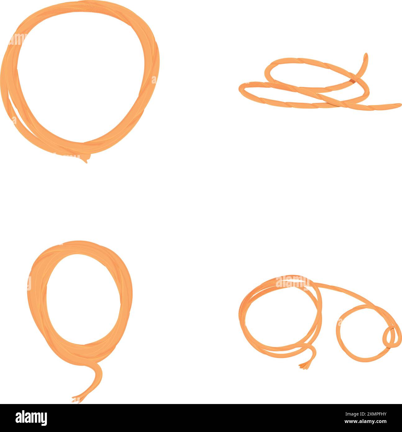 Cowboy rope icons set cartoon vector. Lasso for lassoing wild horse and ...