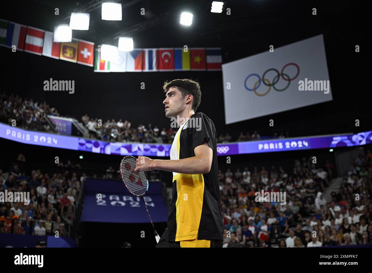 Paris, France. 29th July, 2024. Belgian badminton player Julien ...