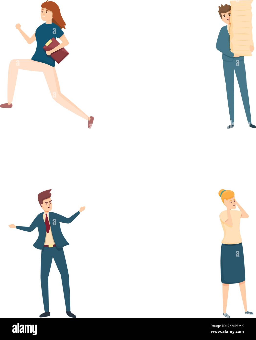 Urgent job icons set cartoon vector. Hurrying and running office worker ...