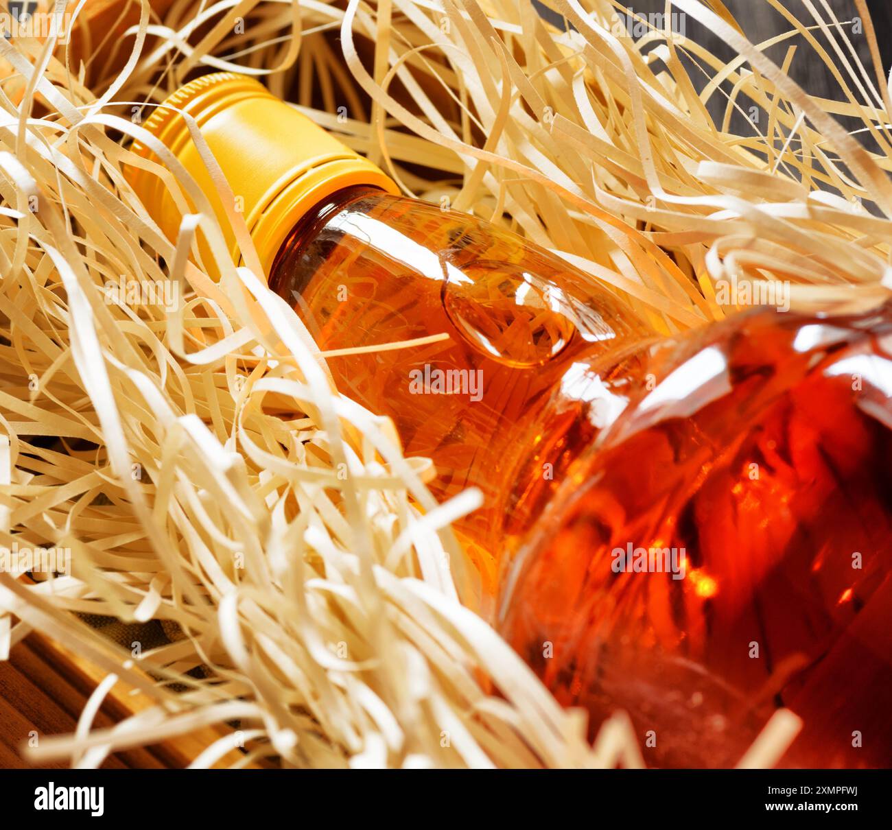 Bottle of whiskey in a wooden box Stock Photo - Alamy