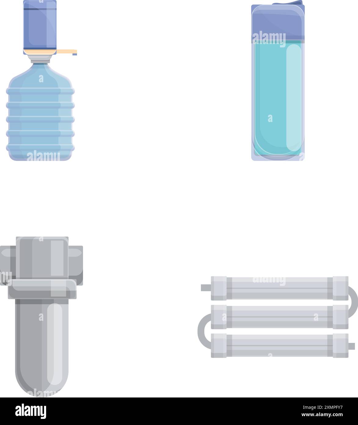 New filter icons set cartoon vector. Water purification and filtration ...
