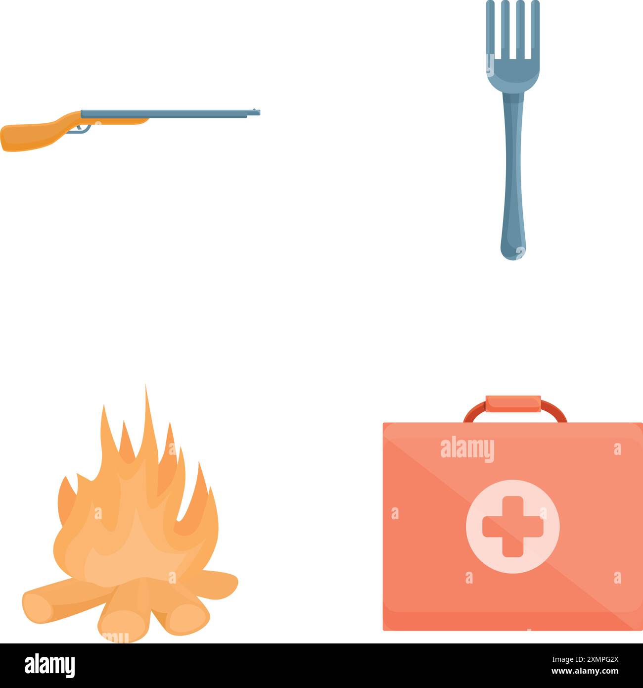 Hunting equipment icons set cartoon vector. Various tool for hunting ...