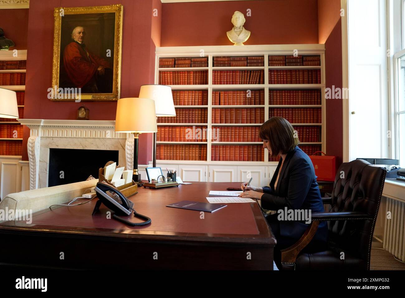 Chancellor of the Exchequer Rachel Reeves in her office at no 11 ...