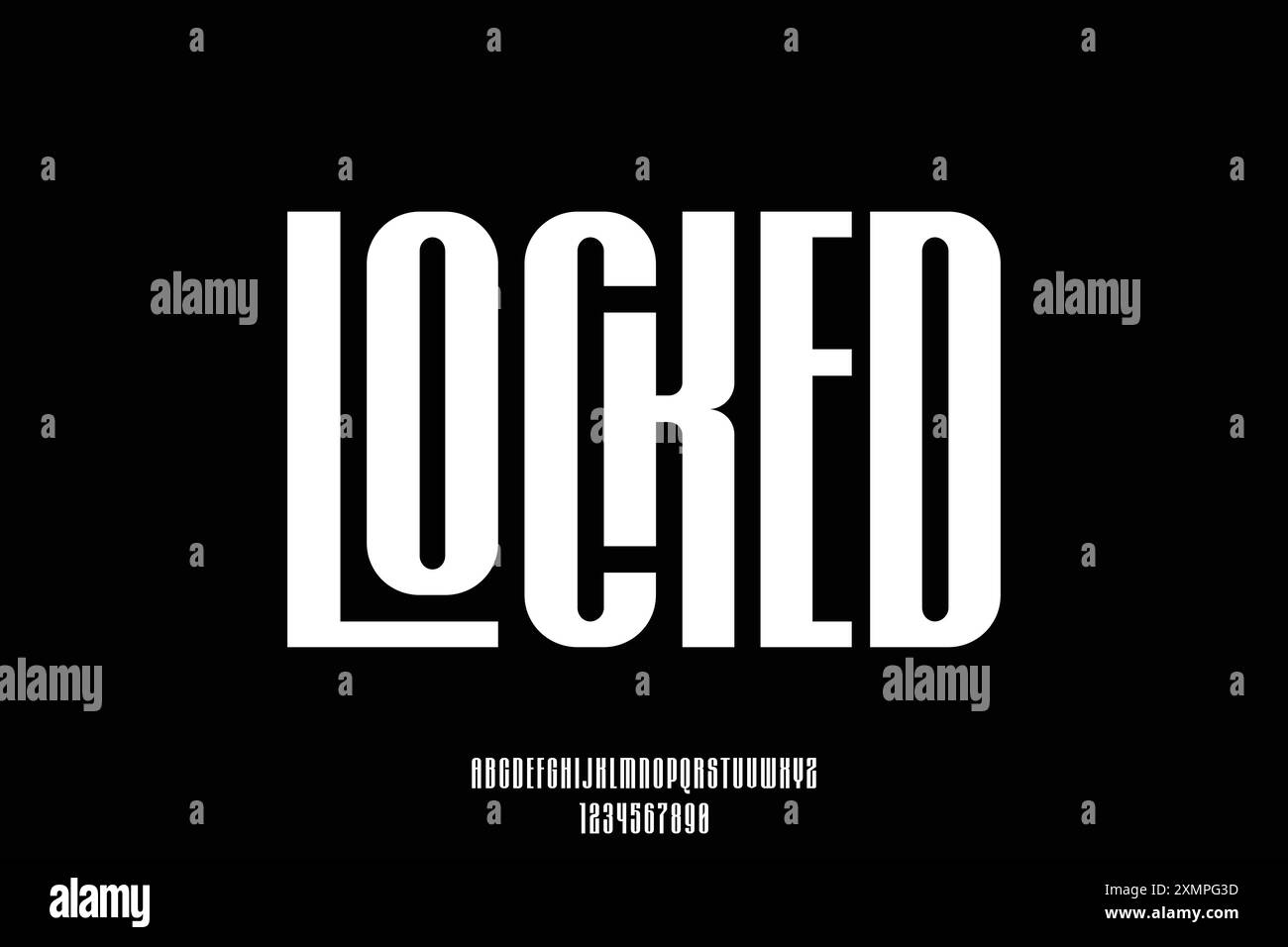Unique bold condensed locked alphabet display font vector with ligature ...