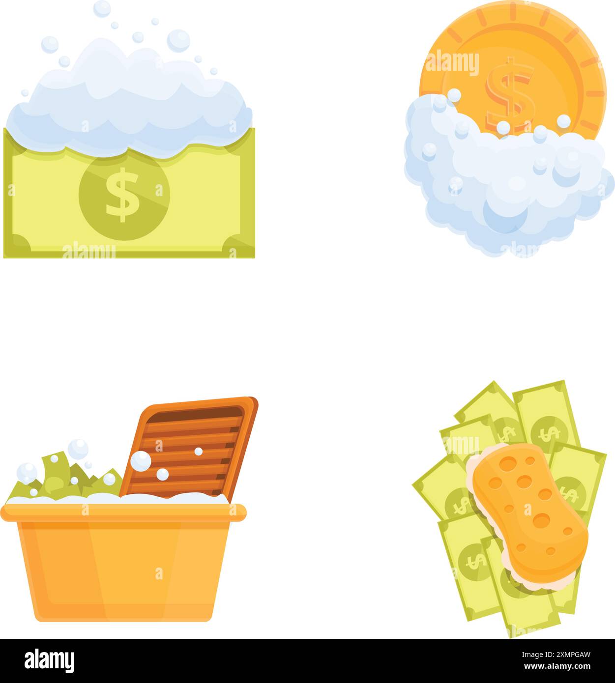 Corruption icons set cartoon vector. Symbolic money laundering process ...