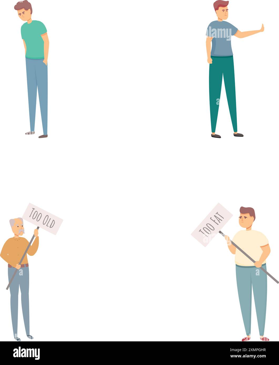 Civil rights icons set cartoon vector. People stand against ...