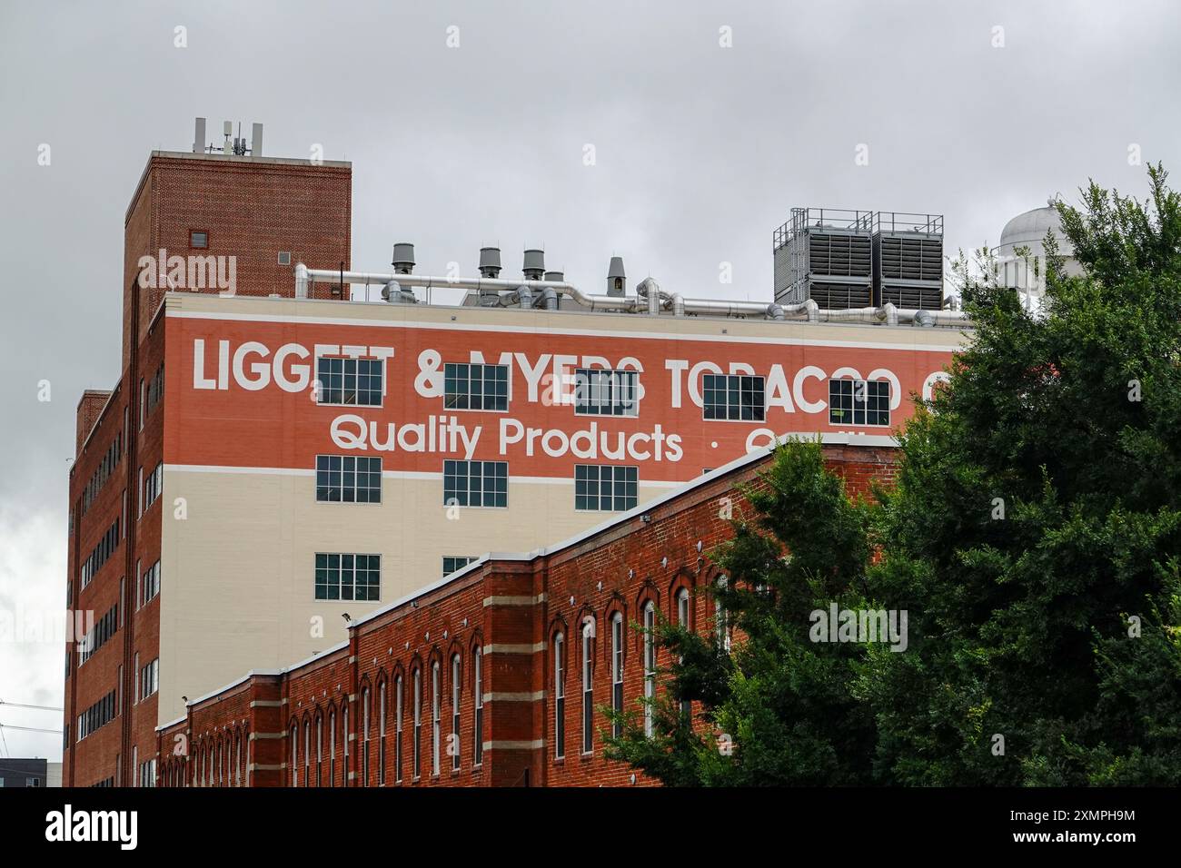 Lettering on the top of the former Liggett & Myers Tobacco Company ...
