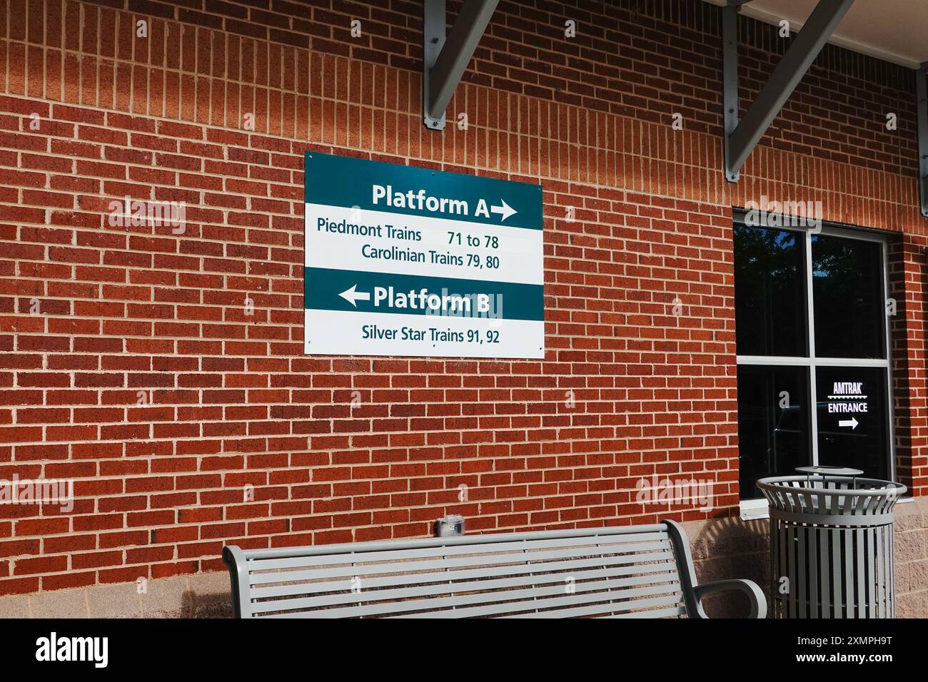 Directional signs to tracks A and B, Amtrak station, Cary, North ...
