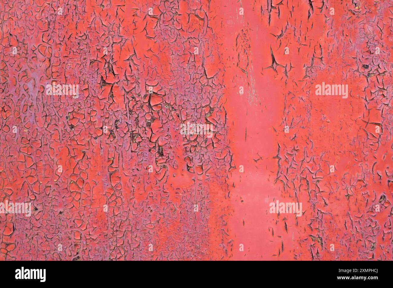 Cracked paint on the sheet metal with rust, texture. Damaged weathered ...