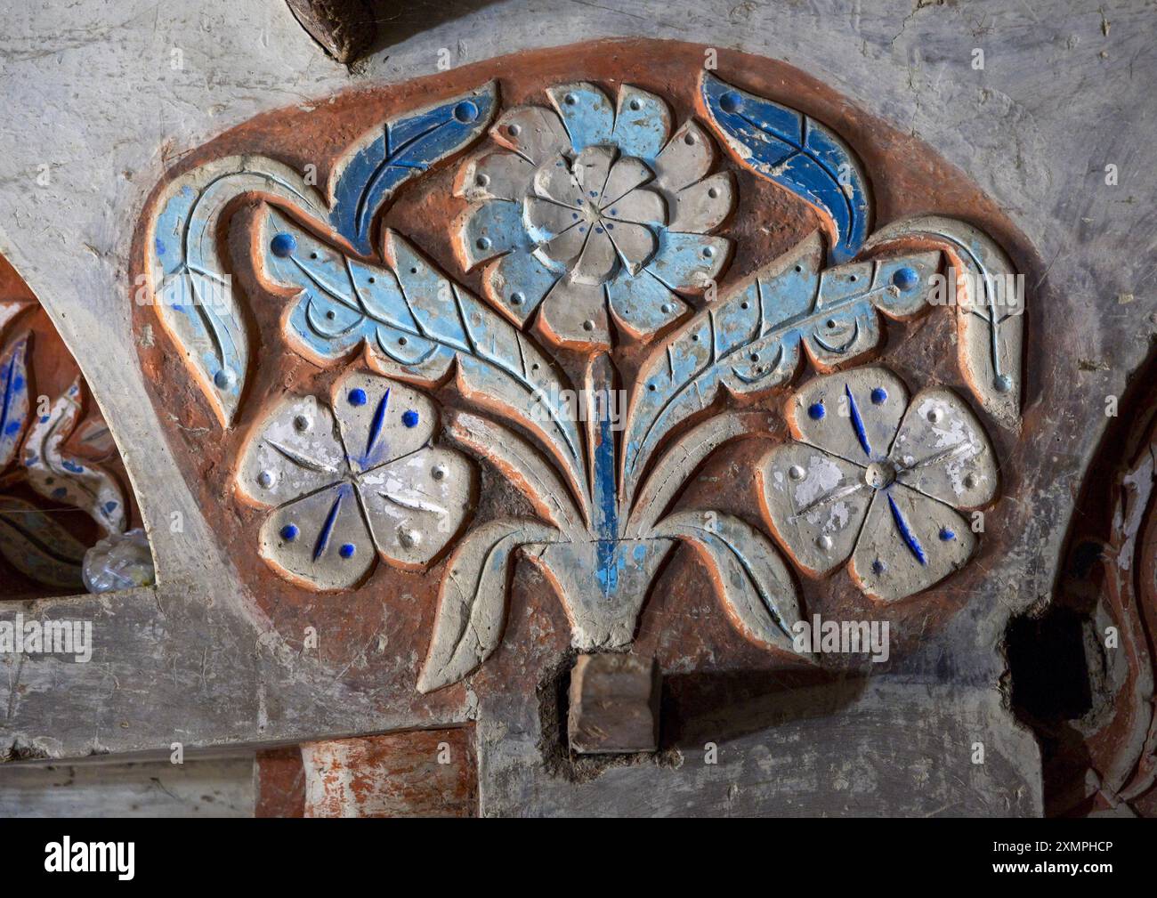 Plasterwork decorations in an old house, Rajshahi Division, Manda ...