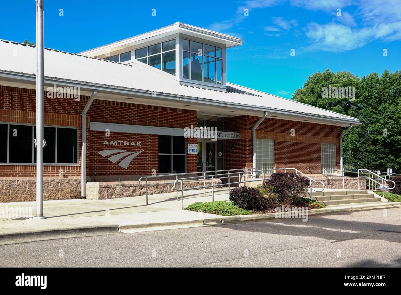 Entrance to the Amtrak station, Cary, North Carolina, modern facility ...