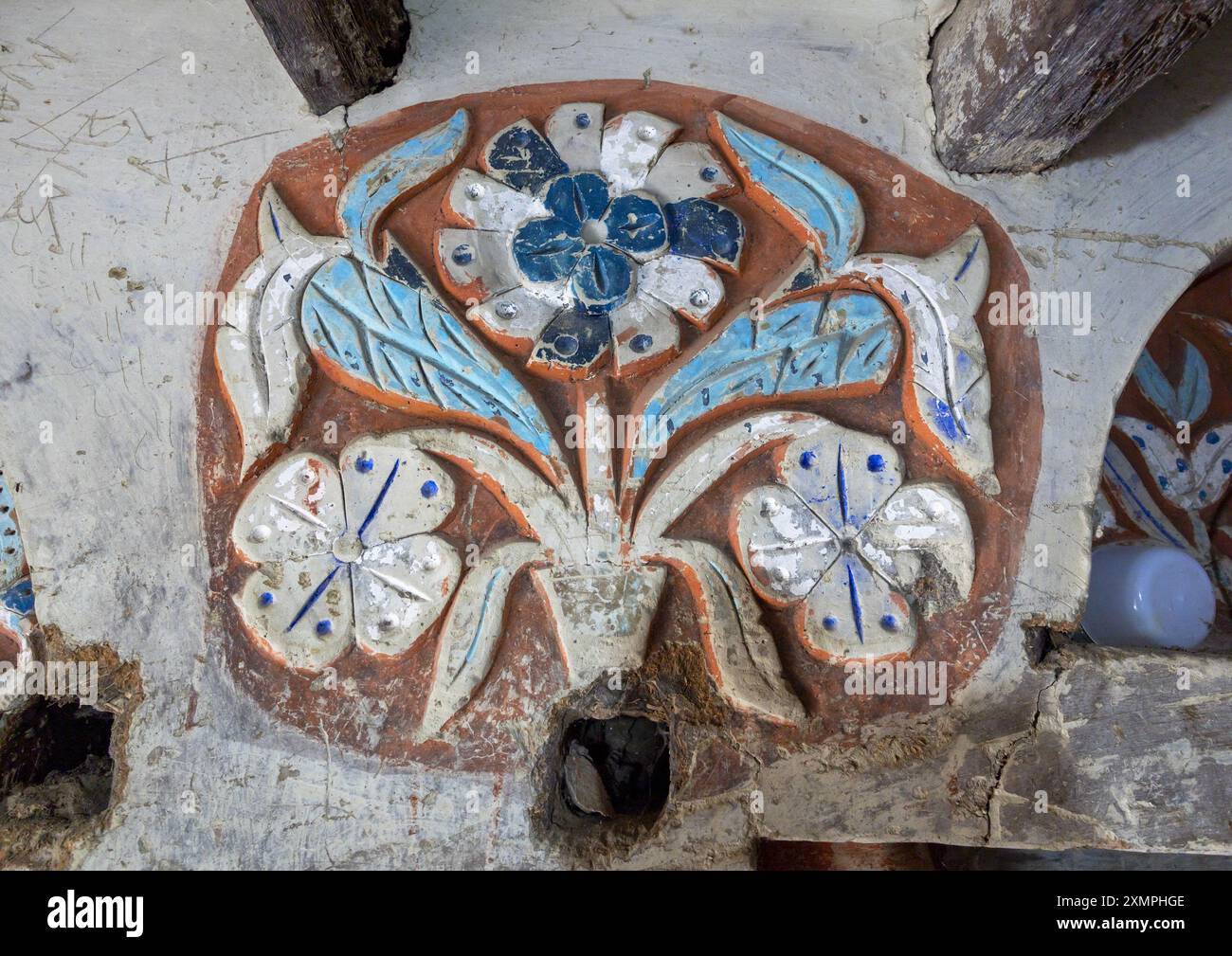Plasterwork decorations in an old house, Rajshahi Division, Manda ...