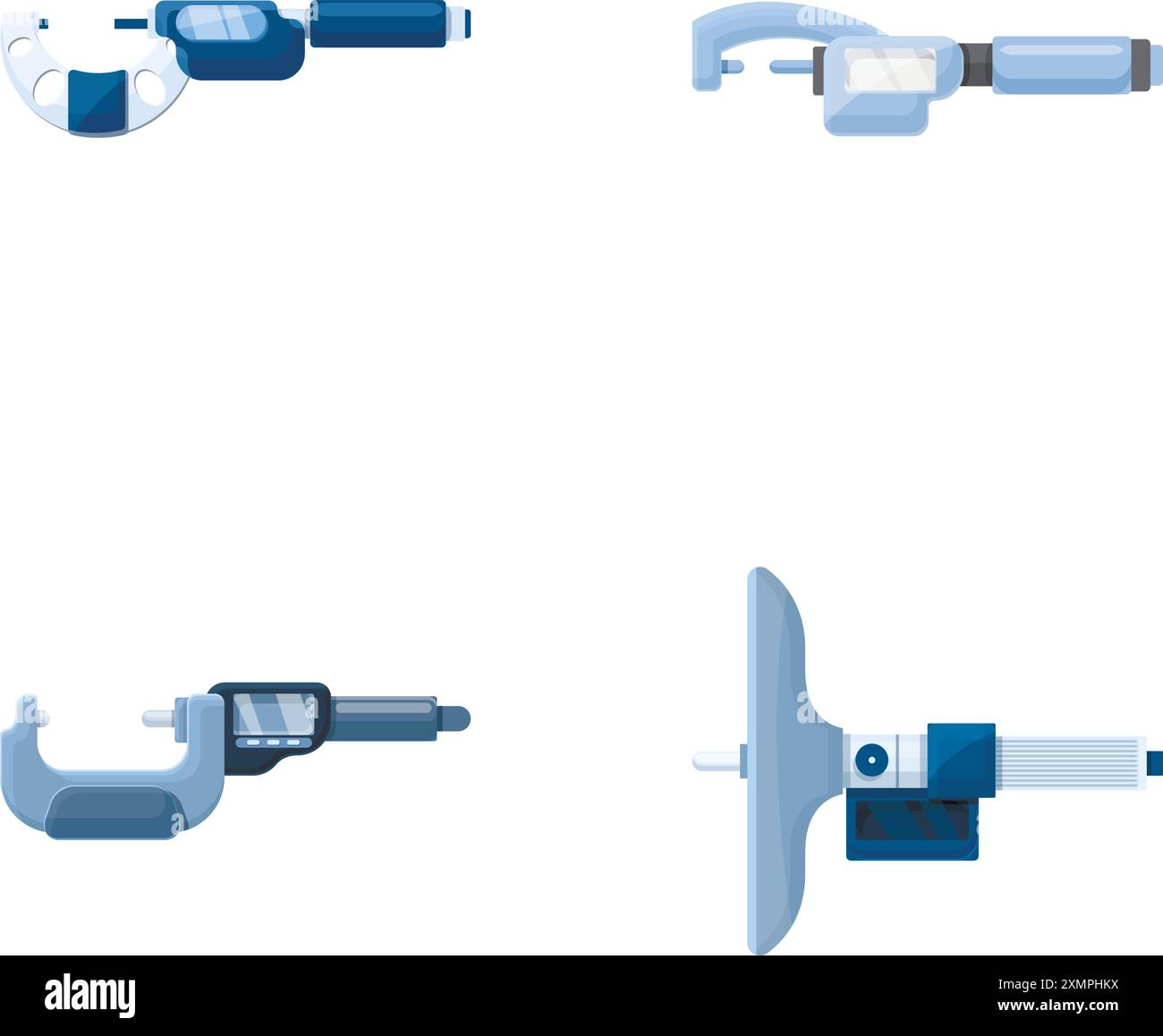 Digital caliper icons set cartoon vector. Laboratory electronic ...