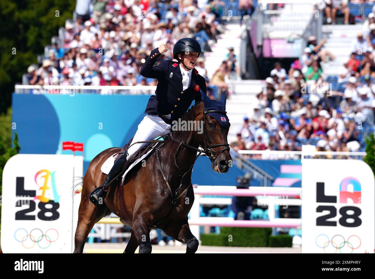 Great Britain's Tom Mcewen aboard Jl Dublin reacts following the ...